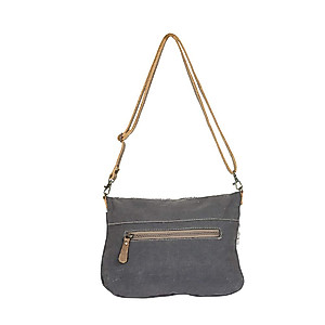 Myra Bag Coal Upcycled Canvas & Cowhide Fold-Over Crossbody Bag S-1304