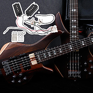 lovermusic 4 Strings Musical Ceramic Magnet ABS Modern Bass Opened Prewired Pickup Black