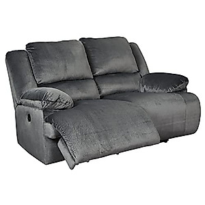 Signature Design by Ashley Clonmel Microfiber Extra Wide Power Reclining Adjustable Loveseat, Gray