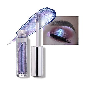 Hotiary Shimmer Glitter Liquid Eyeshadow Metallic Pigments Makeup Metals Gloss for Eyes Eyeliners Sparkling Eye Shadow Set Gift Shiny Pen Eyeliner Kit (Multichrome Purple)