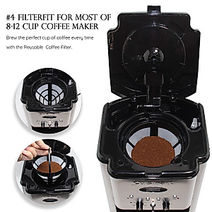 Cestlaive (4-Pack) No.4 Cone Reusable Replacement Coffee Maker Basket Filter Compatible with Cuisinart, Ninja Coffee Bar Brewer Filters, Fit Most 8-12 Cup Basket Drip Coffee Machine, BPA Free