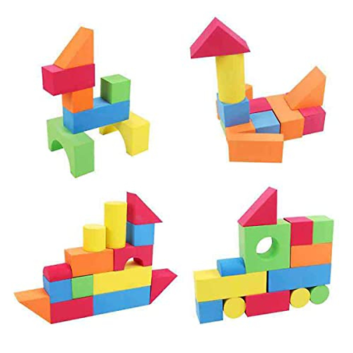 QIDIWIN EVA Foam Softie-Blocks for Kids Building Toys, Ideal Construction Blocks Toys for Toddlers, 46 Pieces in Different Shapes and Sizes