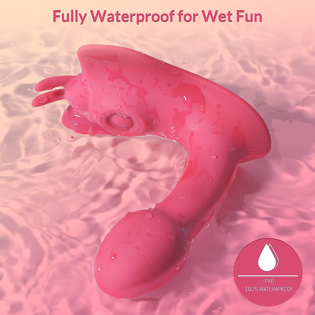 Dual-Action G Spot Vibrator - Boefous Bonnie, Clitoralis Stimulator with Flapping & Vibrating Motion, Remote Control, Butterfly Wearable Vibrator, Adult Sex Toys for Women Pleasure, Rose Red