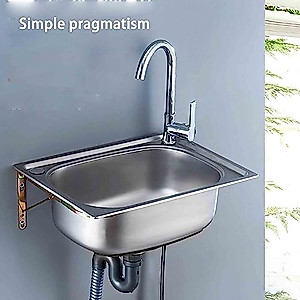 Stainless Steel Sink utility sink single bowl wall mount utility sink Commercial Wall Mount Hand Basin for Restaurant, Kitchen and Home kitchen sink and faucet combo set ( Size : 52*38*20cm/21*15*8in