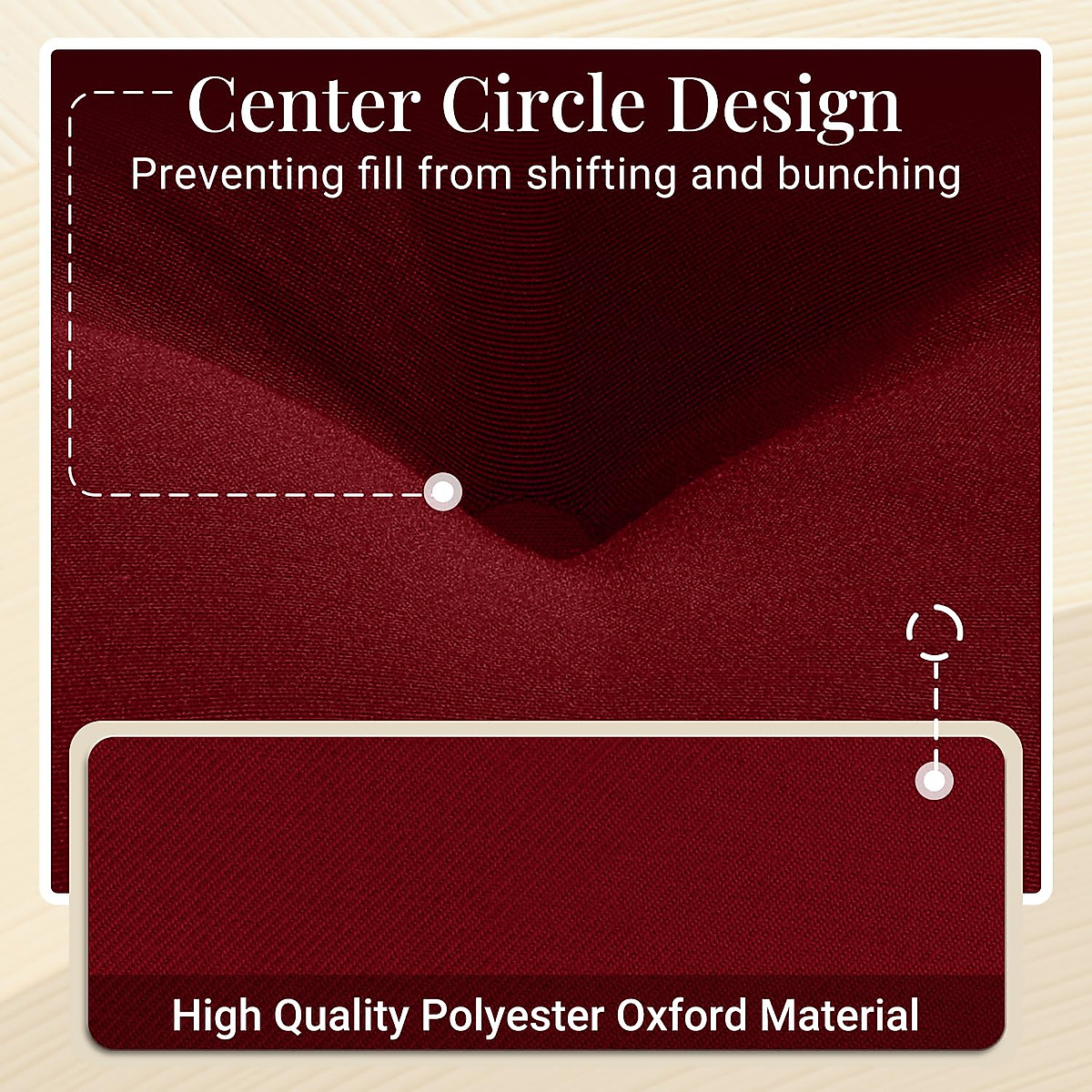 downluxe Bistro Chair Cushions for Patio Furniture, Water-Resistant Round Outdoor Chair Cushions Set of 4 with Non-Slip Ties, 15" x 15", Burgundy