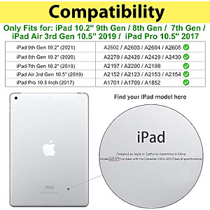 Case for iPad 9th/8th/7th Gen 2021/2020/2019 iPad 10.2 Inch Also Fit iPad Air 3th Gen 2019/iPad Pro 10.5 inch 2017，Standing Cover with Auto Sleep/Wake，African American Girl Crown