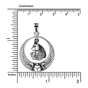 WithLoveSilver 925 Sterling Silver Ancient Egyptian Scarab Goddess with Ankh Bale Pendant (Sekhmet)