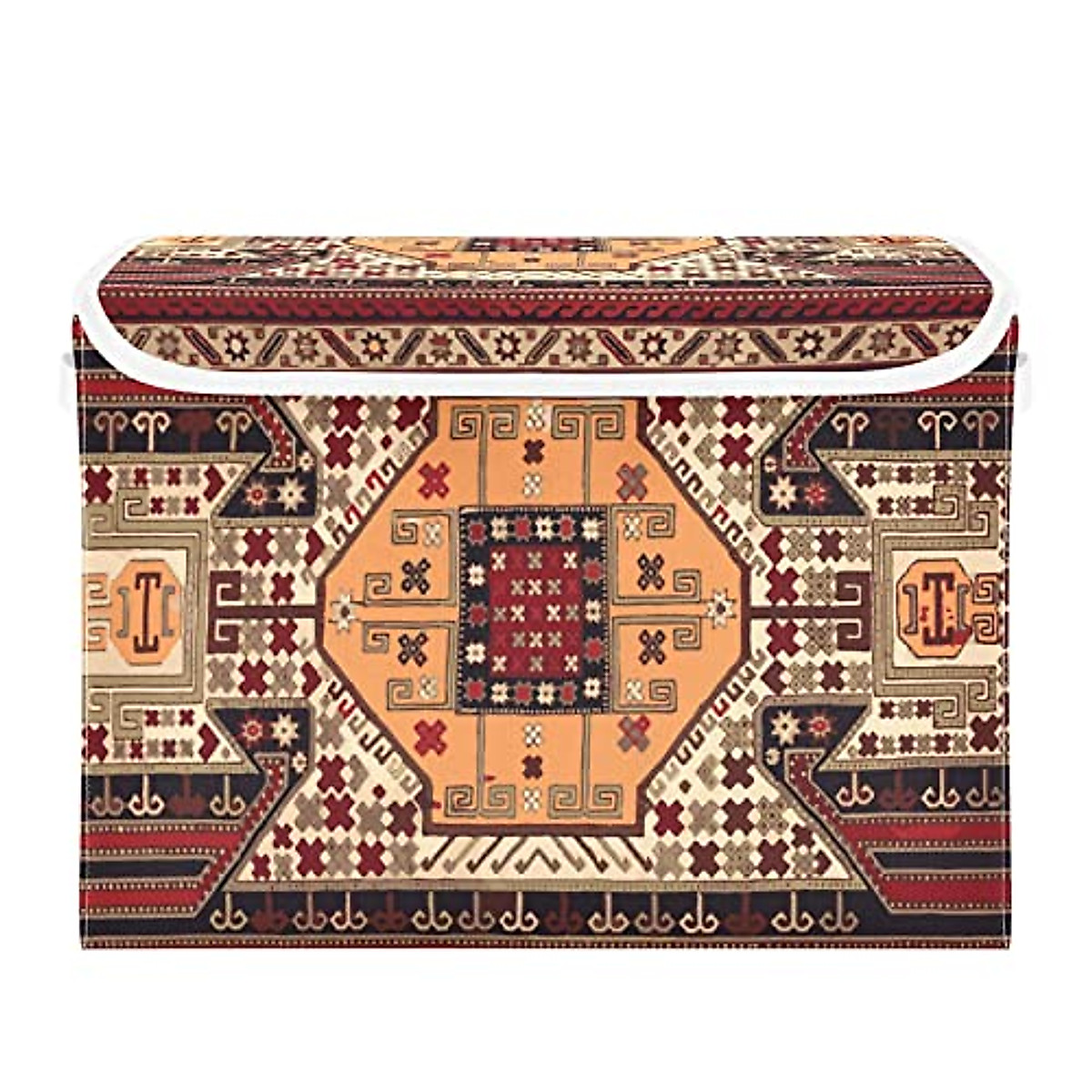 Living Room Storage Bins with Lids Storage Baskets for Clothes Persian Carpet Tribal Texture Photo Organization 12x12x16