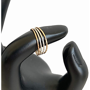 TOE RINGS & THINGS | Set of Two Toe Rings | Four Strand Hammered 14k Gold Fill & Sterling Silver Design | Adjustable One Size Unisex for Women and Men