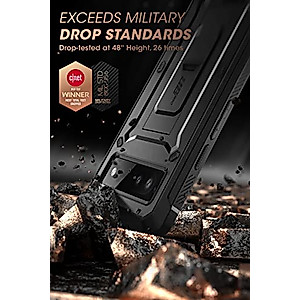 SUPCASE UB Pro Case for Google Pixel 6A (2022 Release), [Extra Front Frame] Full-Body Dual Layer Rugged Belt-Clip & Kickstand Case with Built-in Screen Protector (Black)