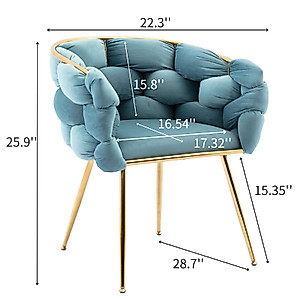 NOLLAM Modern Sofa Chair, Upholstered Armchair, 28.7" Comfy Leisure Chair with Metal Legs, Single Lounge Side Chair for Office, Bedroom, Living Room, Meeting Room, Blue Vanity Chair Club Chair