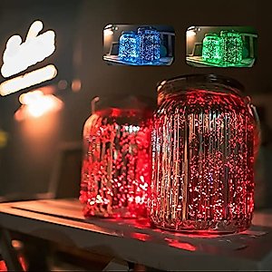 Hanging Solar Lantern Lights Outdoor 2 Pack,20 LED Solar Mercury Glass Mason Jar Hanging Lights Waterproof for Tree, Table, Yard, Garden, Patio, Holiday Party Outdoor Decor, Color Changing