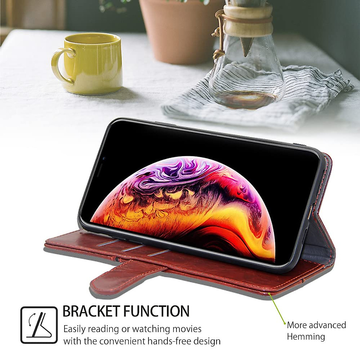 Fansipro Wallet Folio Case for Oppo Reno 2 Z, Premium PU Leather Slim Fit Cover for Reno 2 Z, 3 Card Slots, Good Design, Deep Brown