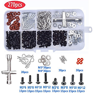 Globact Aluminum Alloy RC Car Repair Work Stand Hobby Tool Set 360 Degree Rotation Lift Or Lower and 270PCS RC Screws Kit Repair Tool Box for 1/8 1/10 1/12 1/16 1/18 RC Car Truck Buggy(Blue)