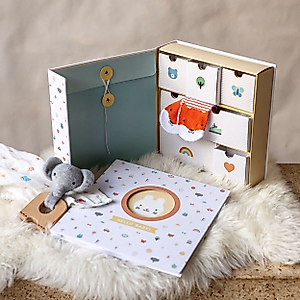 Petit Collage Newborn Baby Memory Box – Keepsake Box with 7-Drawers for All of Baby’s Firsts, Makes an Inspired Gift for Baby Showers and Expectant Moms