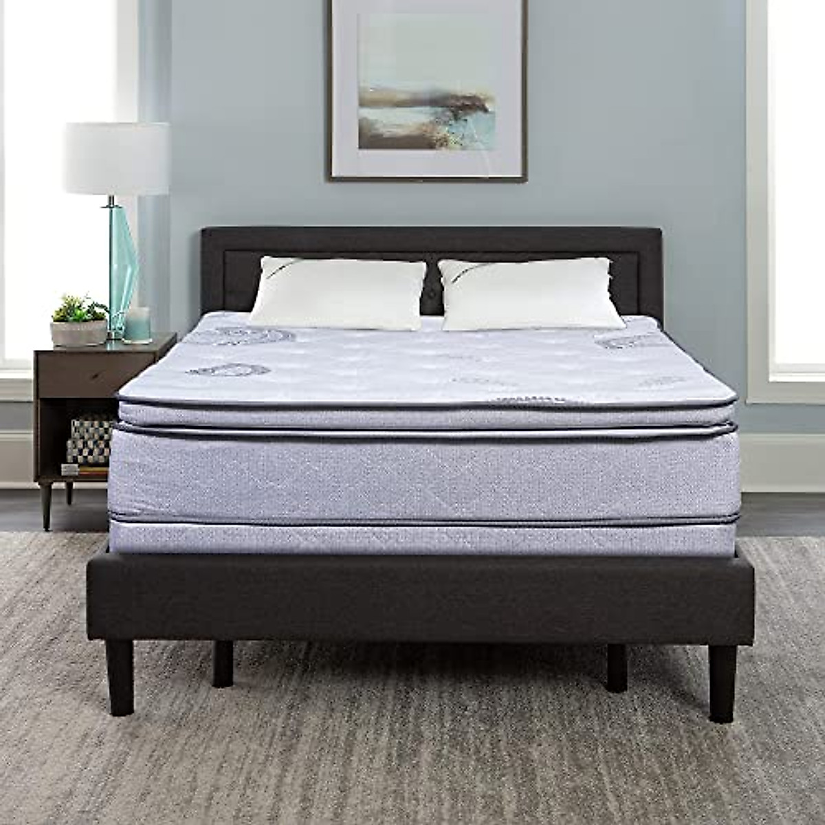Mayton, 13-Inch Meduim Plush Foam Encased Hybrid Pillowtop Innerspring Mattress & 4" Wood Box Spring Set, Full XL