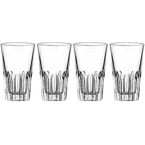 Glaver's Classic Drinking Glasses Set Of 4 Old Fashioned Highball Glass Cups 13.7 Oz, Diamond Cut Glass For Bar Glasses, Water, Beer, Juice, Cocktails