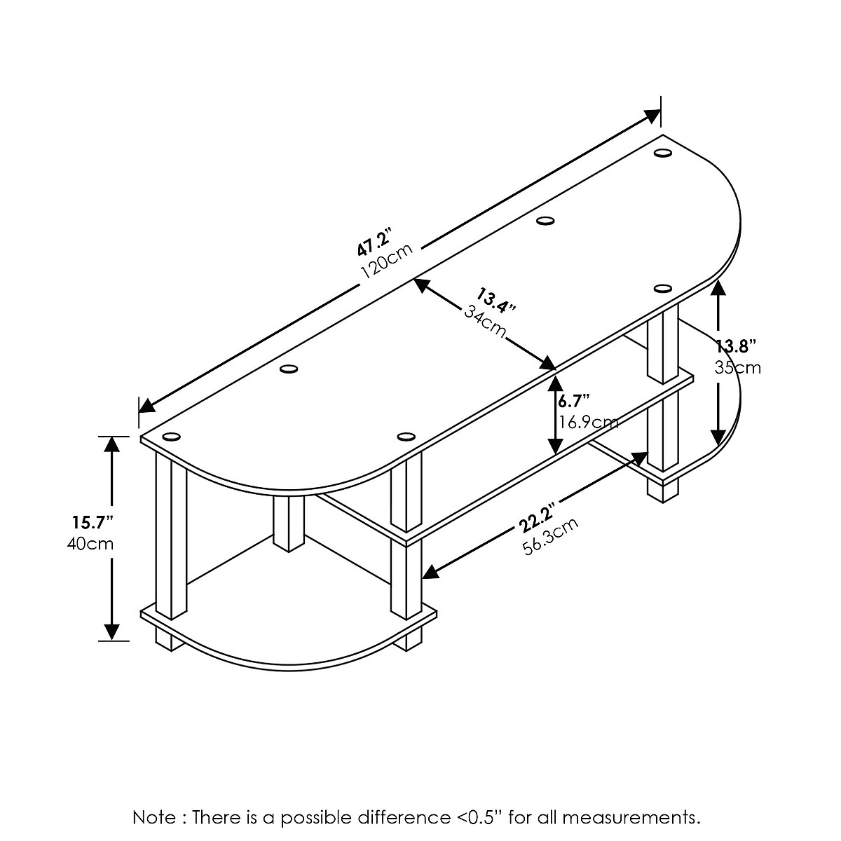 Furinno Turn-S-Tube Wide TV Entertainment Center, Espresso/Black & Simplistic End Table, Espresso/Black