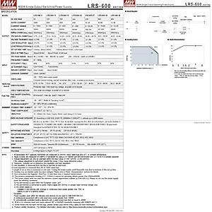 FerroFab LRS-600-27, 600W, 22.2A, 27V High-Efficiency 27V Industrial GradePower Supply, 92% Efficiency, Wide Temp -20~+65℃, 5G Vibration Resistant, Active PFC