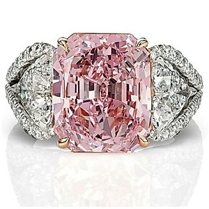 Nongkhai shop Women Fashion 925 Sterling Silver Pink Sapphire White Topaz Bridal Ring Jewelry (7)