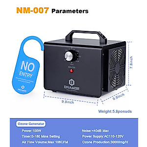 ONAMOR Ozone Generator 30000mg/h, Ozone Machine Ionizer O3 Deodorizer for Home, Basement, Smoke, and Pet Room (Eliminating Odors Area up to 4000 Square Feet, All Metallic Black)