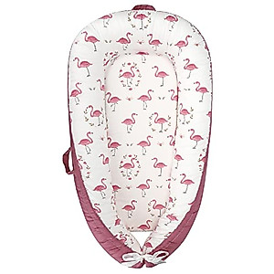 Portable Change Pad Soft Cotton Cover Adjustable Size for Lounger Machine Wash Color Flamingo