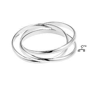 AeraVida Interconnected Trinity Band .925 Sterling Silver Ring | Elegant Wedding Rings for Women | Casual Comfort Fit Silver Rings for Women | Couple Unisex Ring | Sterling Silver Rings Sizes (13)