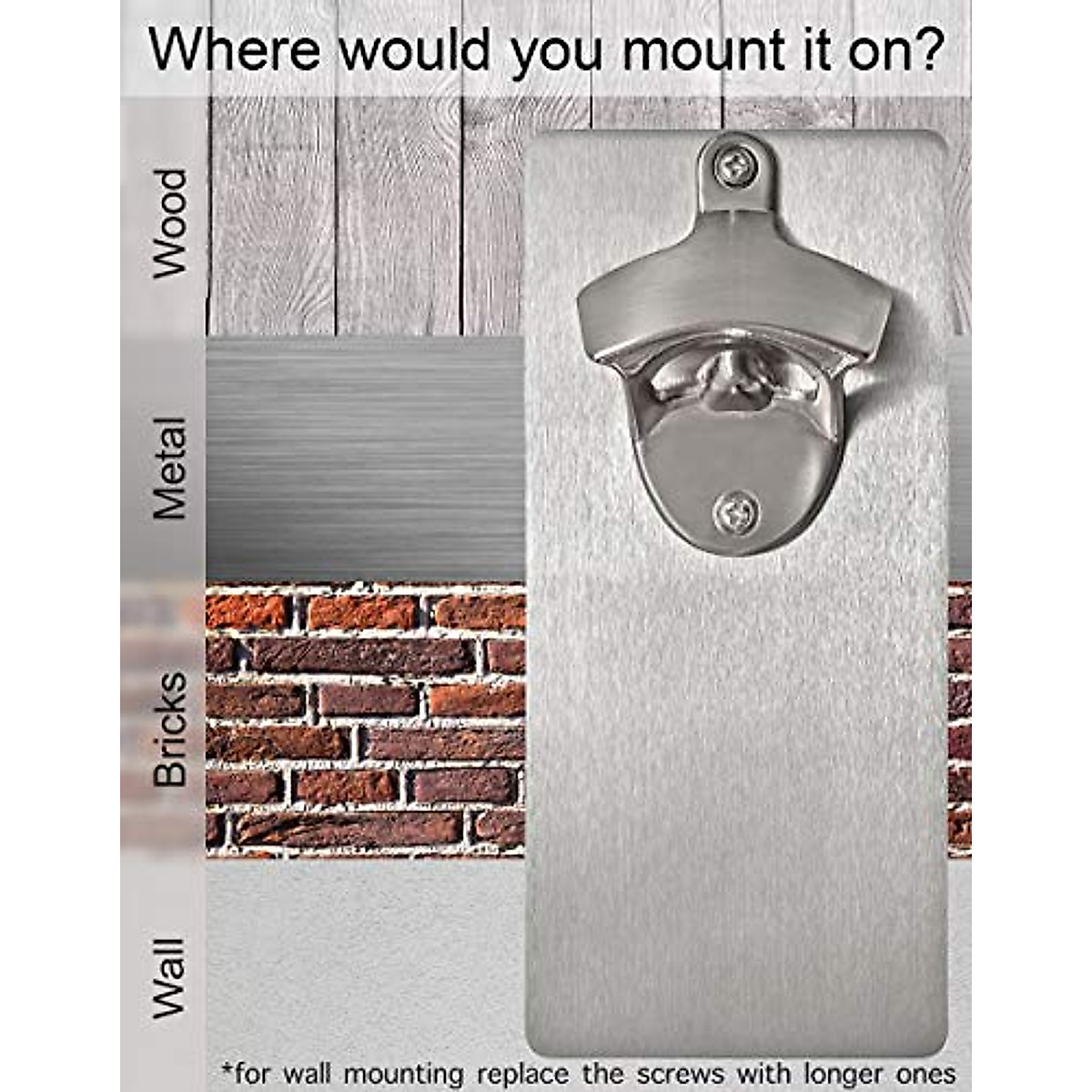 Beer Bottle Opener Wall Mounted with Magnetic Cap Catcher Wall Mount Bottle opener Magnet | Beer gifts for men | Father's day | Man cave decor accessories | Dad Birthday Gift