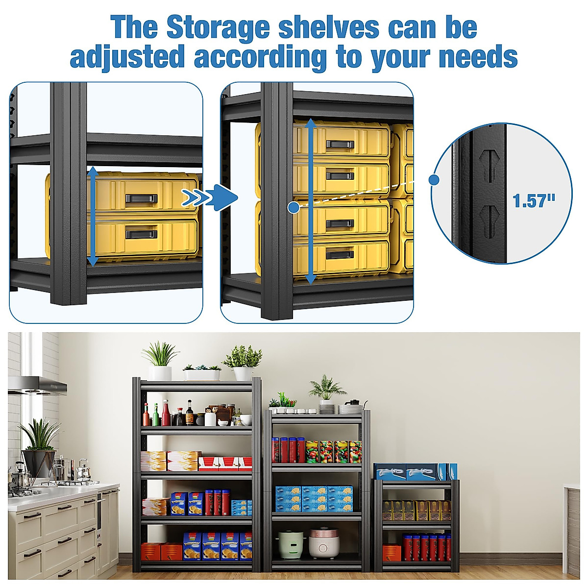 NICOMOW 72.1" H Garage Storage Shelves Heavy Duty Shelving Units and Storage Loads 2200LBS,Utility Shelf Rack,Industrial Shelving for Garage,Warehouse,Workshop,Basement,Repair,Requires Installation