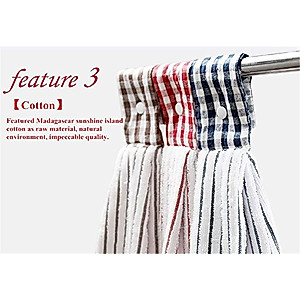 Vimeet 2 Pcs Kitchen Cotton Classical Striped Towel/Absorbent Towel/Hanging Towel/Hand Towel,Brown Stripes