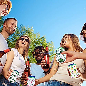 Set of 4 Neoprene Can Sleeves - Collapsible Thermocoolers Can Cooler Sleeves Tropical Summer Soda Beer Caddies for Weddings Bridal Shower Birthday Beach Bachelorette Parties