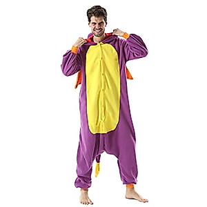 SAMGU Adult Dragon Onesie, Halloween Cosplay Costume, Cartoon One Piece Pajamas Homewear for Women Men Large