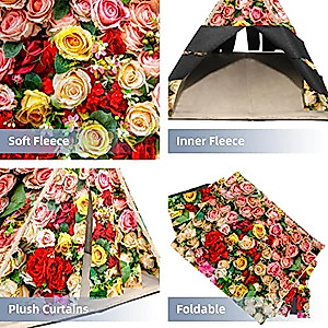 Guinea Pig House Bed, Rabbit Large Hideout, Small Animals Nest Hamster Cage Habitats Beautiful Rose Red Pink Yellow