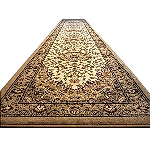 Bellagio Traditional Area Rug Runner 32 in. X 15 Ft. 10 in. Beige 401