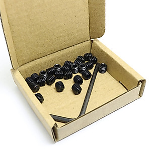 Pro Bamboo Kitchen 25pcs Internal Hex Allen Head Socket Set Screws 1/4"-20 x 1/4" Black with 1/8" Black Hex Wrench