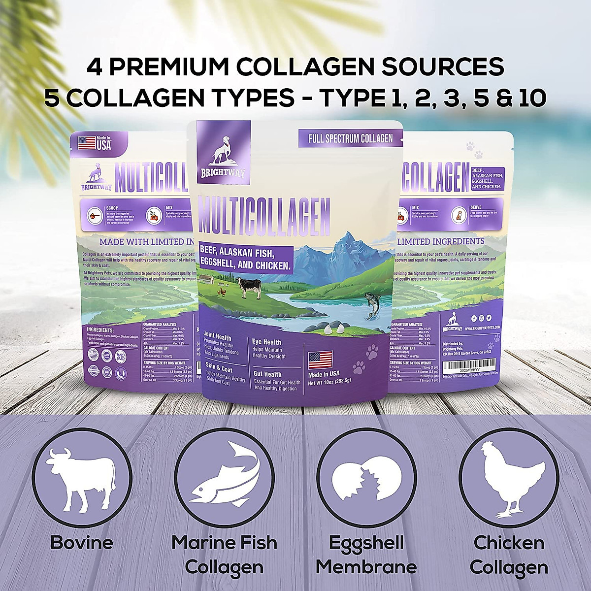 Multi-collagen Peptide Liquid Collagen For Dogs, Dog Collagen, Eggshell Powder Membrane For Dogs -Arthritis Support- Skin & Coat Health, Allergies,Dog Mobility Hip & Joint Pain Joint Supplement Relief