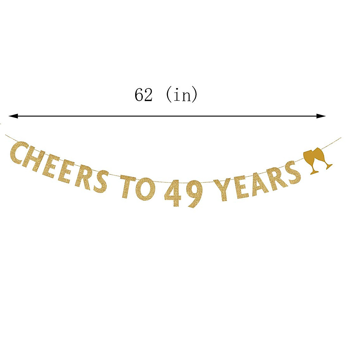 MAGJUCHE Gold glitter Cheers to 49 years banner,49th birthday party decorations