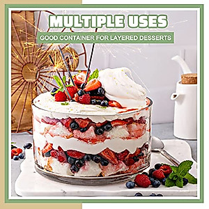 2 Pcs Trifle Bowl Glass Salad Bowls Decorative Mixing Serving Dish Fruit 85oz and 50oz Clear Candy Decorations for Home, Hotels, Restaurants and Parties, 2 Sizes, Dishwasher Safe