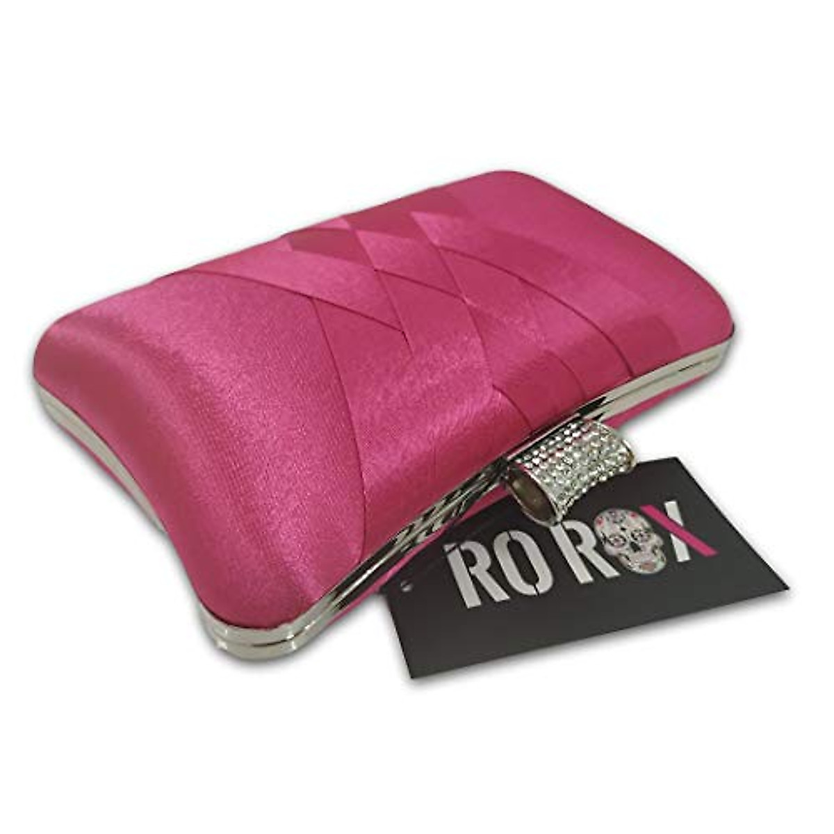 Ro Rox Francesca Retro Vintage Crystal Evening Prom Party Box Clutch Handbag Bag - Pink