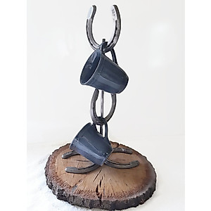 Horseshoe Coffee Mug Holder for Mugs and Cups for Western and Rustic Kitchen - Countertop - 4 Mugs - The Heritage Forge