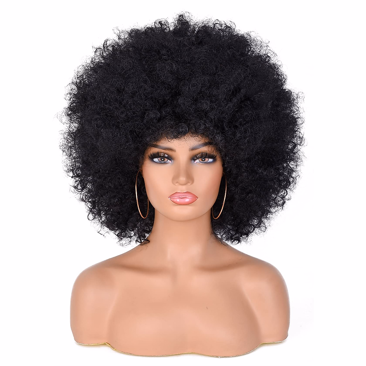 ANNISOUL Afro Wigs for Black Women Short Curly Afro Kinky Wig 70s Bouncy Huge Fluffy Puff Wigs Premium Synthetic for Cosplay and Daily