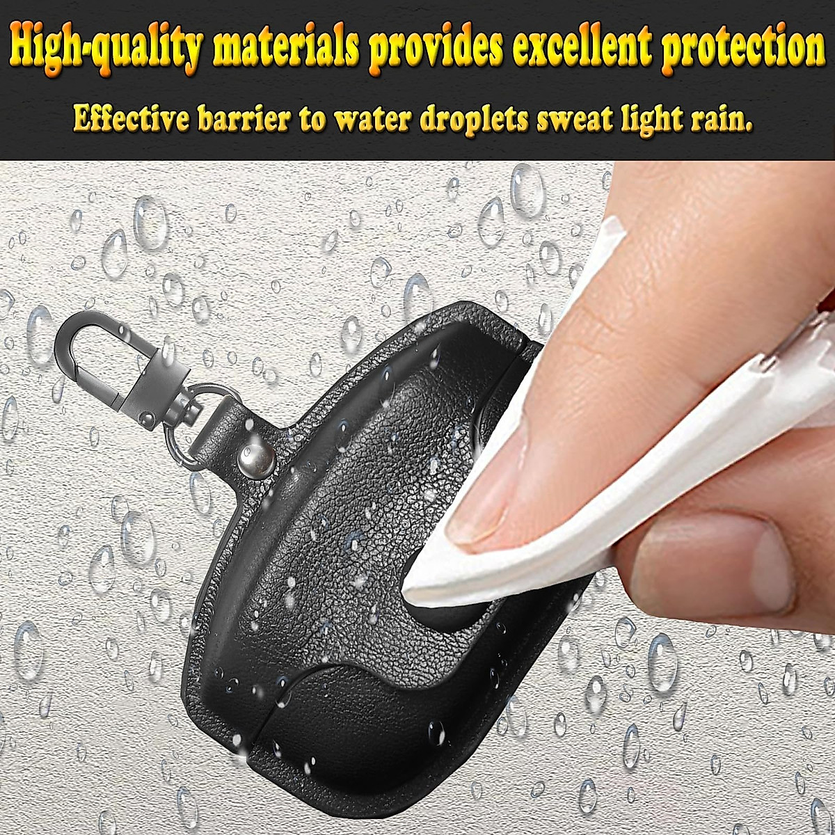 SKPY Secure Snap-Fastener Leather Case Compatible with Sony WF-1000XM4 Scratch Shockproof Leather Cover with Anti-Loss Keychain for Boys Girls Womens Mens