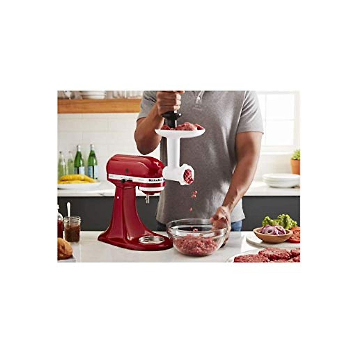 KitchenAid Food Meat Grinder Salad Vegetable Slicer Shredder Stand Mixer Attachment Set KSM2VSGA, Multicolor