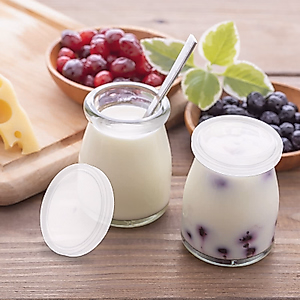 10 Pcs Yogurt Jar Lids for Oui Yogurt, Clear Plastic Yogurt Container Lids Food Storage Replacement Lids Covers Compatible with Oui Yogurt Jars (2.64 Inch)