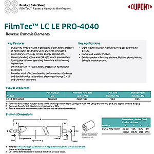 Dow Filmtec LC LE-4040 Commercial Low Energy Reverse Osmosis Membrane, Large