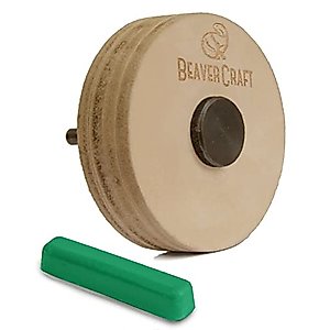 BeaverCraft PW1 Sharpening Wheel Stropping 3" Wheel Leather Wheel Honing Wheel Leather Polishing Wheel Knife Sharpening Wheel Kit Leather Stropping Buffing Wheel Leather Strop Wheel
