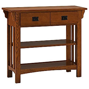 Leick Home 8261 Mission Bookcase Console Table with Drawers, Made with Solid Wood, for Living Room, Entry Way, Office, Bedrooms, Russet Finish