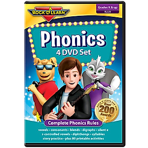 Phonics 4 DVD Set by Rock 'N Learn: Complete Phonics Program with 81 Printable Worksheets