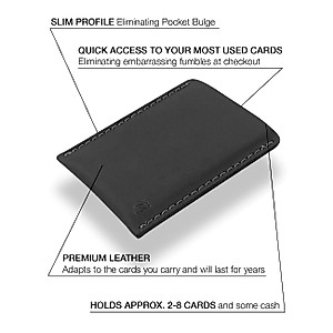 Modern Carry Leather Minimal Card Holder, Minimalist Wallet for Men & Women, Thin Credit Card Holder, Small Business Card Holder, Card Holder Wallet, Front Pocket Card Wallet - Full Protection (Black)