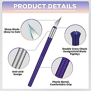 64 Pcs Craft Knife Set Steel Hobby Knife Precision Knife Precision Cutter for DIY Carving Scrapbooking, Art Cutting Carving, Phone Repair Stencil, Multicolor, 5.71 Inch